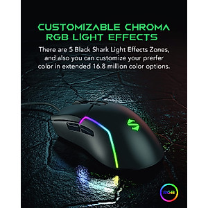 Black Shark Gaming Mouse Wired, USB Computer Ergonomic Mouse with 7 Adjustable DPI Up to 10,000, 7 Programmable Buttons, 5 Modes RGB Backlight, Optical Gamer Mice for Windows PC Laptop Mac