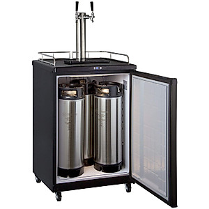 Kegco Keg Dispenser, Black, 2 Tap