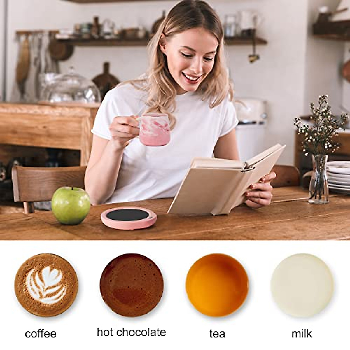 Coffee Mug Warmer & Not A Day Mug Set, Electric Cup Warmer for Desk Office Home, Beverage Warmer with 2 Temperature Setting, 8-Hours Auto Shut Off, Best Birthday Gift Ideas for Women