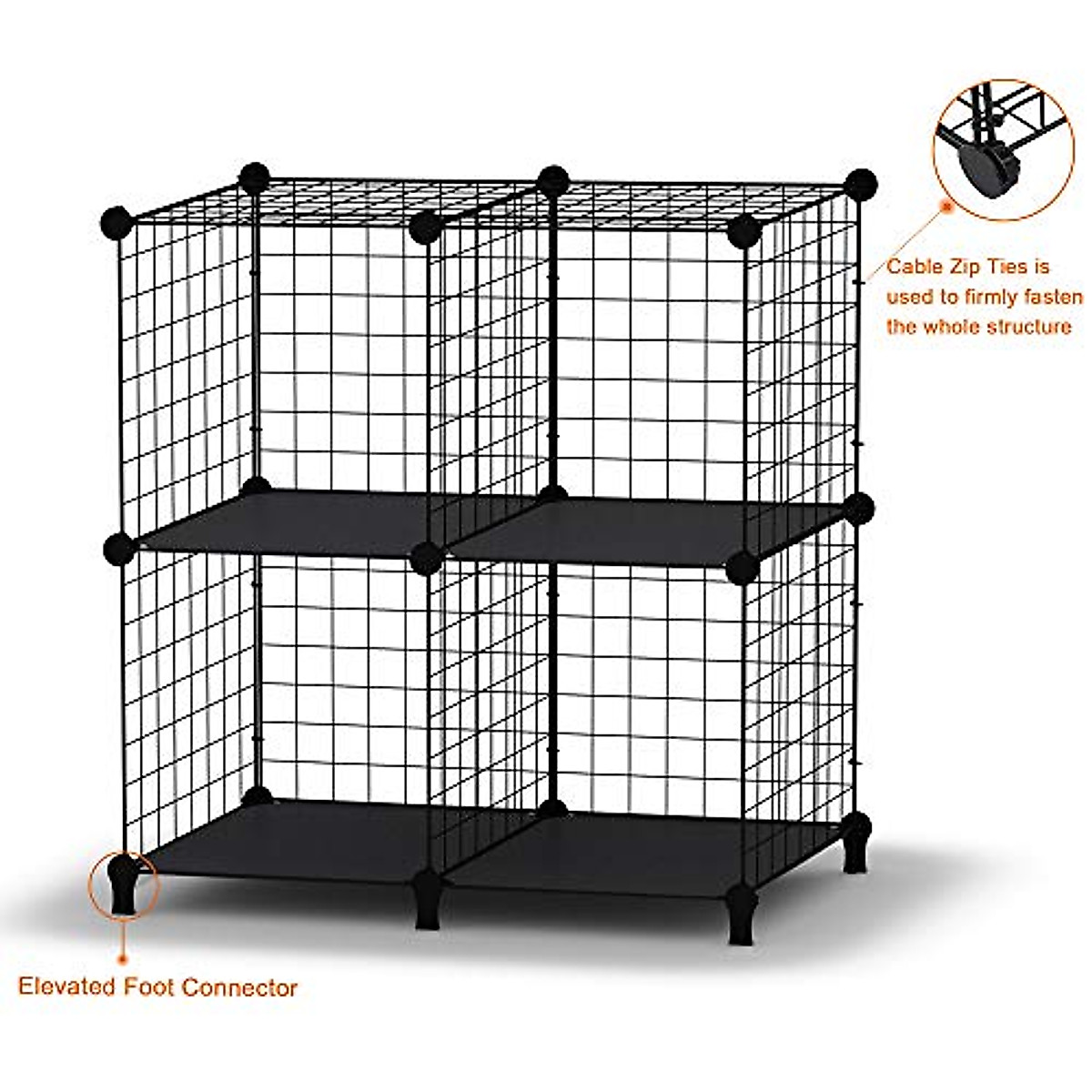 HOMIDEC Wire Cube Storage, Storage Shelves 4 Cube Bookshelf Bookcase Closet Organizer and Storage, Wire Storage Shelves Multi-Use DIY Storage Cube Shelf for Books, Toys, Clothes, Tools