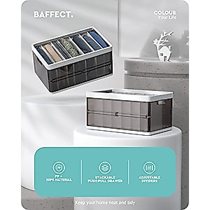 Baffect Wardrobe Clothes Organizer, Large Capacity Plastic Wardrobe Organizer with 7 Grids Adjustable Divided Interior for Closet Storage