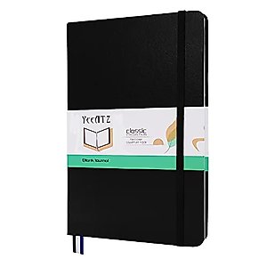 YeeATZ Hardcover Notebook Blank Journal Sketchbook for Drawing, Medium 5.5 by 8.4 Inch, 100 GSM Thick Paper (Black, Plain)