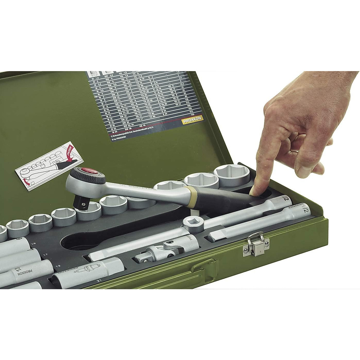 PROXXON 23110 Socket Set, 0 V, Multi-Colour, 3/8-Inch, Set of 24 Piece