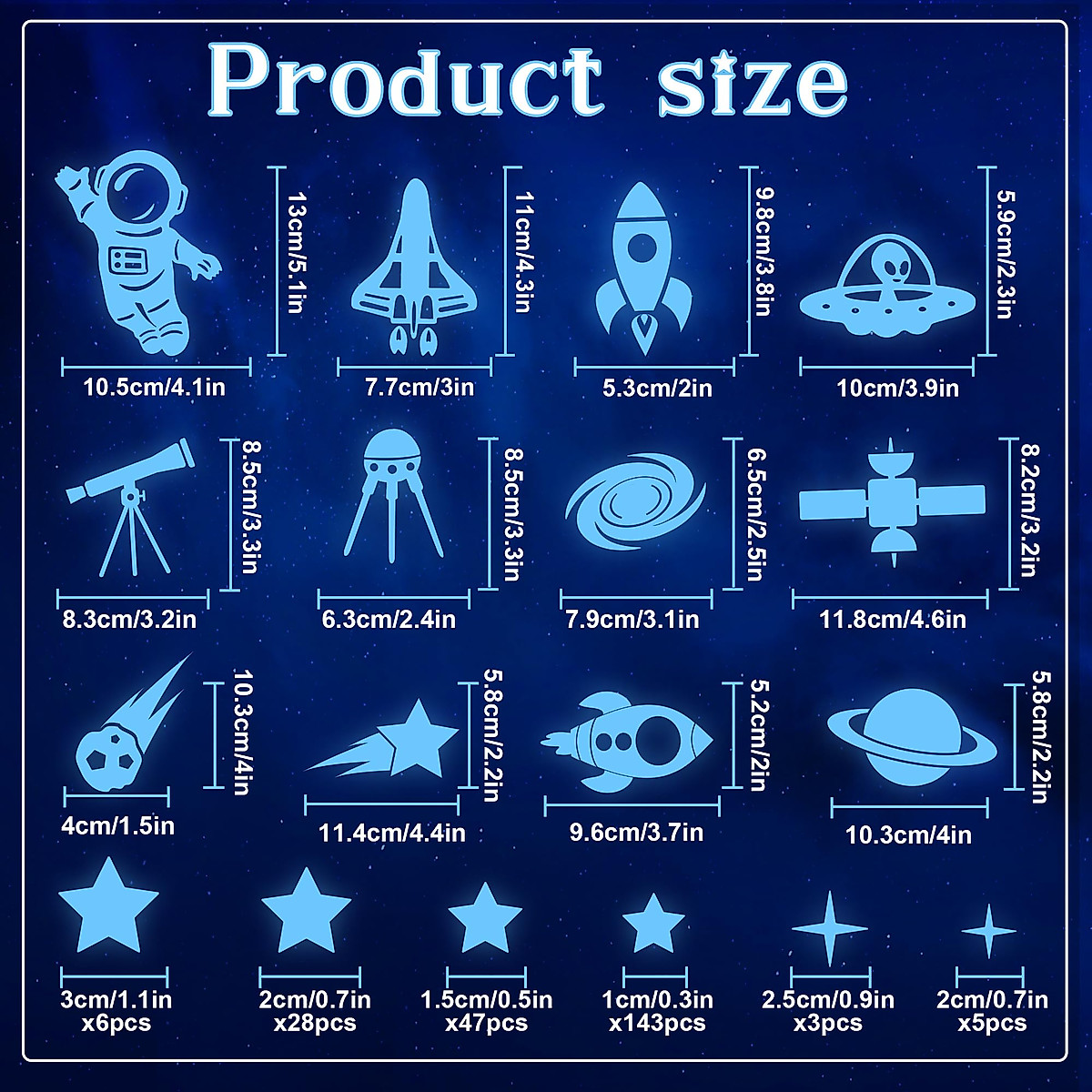 Glow in The Dark Stars Space Wall Decals Ceiling Stars Glow in The Dark Astronaut Universe Galaxy Planet Wall Stickers Glowing Stars for Bedroom Living Room Decor Christmas Gift Stocking Stuffers