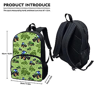 Drydeepin Cartoon Farm Tractor Kids Backpack with Lunch Box for Boys Lightweight School Bag Set 2 In 1 Backpack and Lunch Bag Middle School Primary School Student Bookbag Casual Daypack