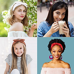 TOBATOBA Knotted Bow Headbands - Fashion Knot Bunny Ears Headbands for Women, Wide Solid Cute Hair Accessories