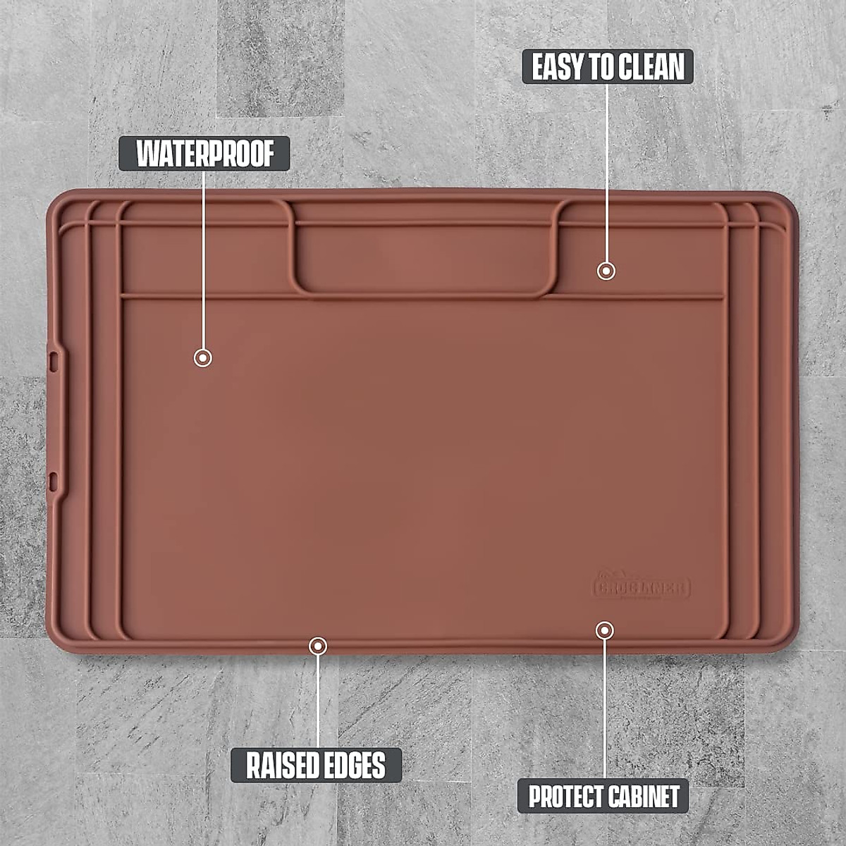 Croc Liner Under Sink Mat Waterproof Cabinet Liner for Kitchen and Bathroom Cabinets, Utility Mat (Fuzzy Fuzzy Brown)