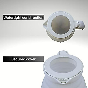 Travel Collapsible Electric Kettle with Collapsible Cup - Portable Foldable Small Electric Kettle with Quick Boiling Water Tech, BPA Free, 110V Voltage, US Plug, 600ML (White & Blue)