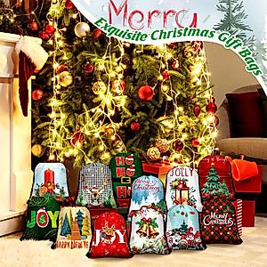 Boao 24 Pcs Christmas Gift Bags Christmas Drawstring Gift Bags Holiday Drawstring Bags for Xmas Holiday Presents Party Favor Wrapping Decorations Supplies