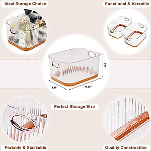 VECELO Refrigerator Organizers - Durable PET Storage Bins, Space Saving, Clear View, Contain Spill, Organizer for Kitchen, Laundry, Closet - Set of 2