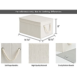 StorageWorks Storage Bins with Lids, Decorative Storage Boxes with Lids and Soft Rope Handles, Mixing of Beige, White & Ivory, Large, 3-Pack
