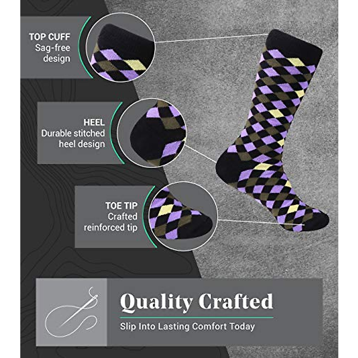 Marino Mens Dress Socks - Fun Colorful Socks for Men - Cotton Funky Socks - 6 Pack - Exclusive Collection - 10-13