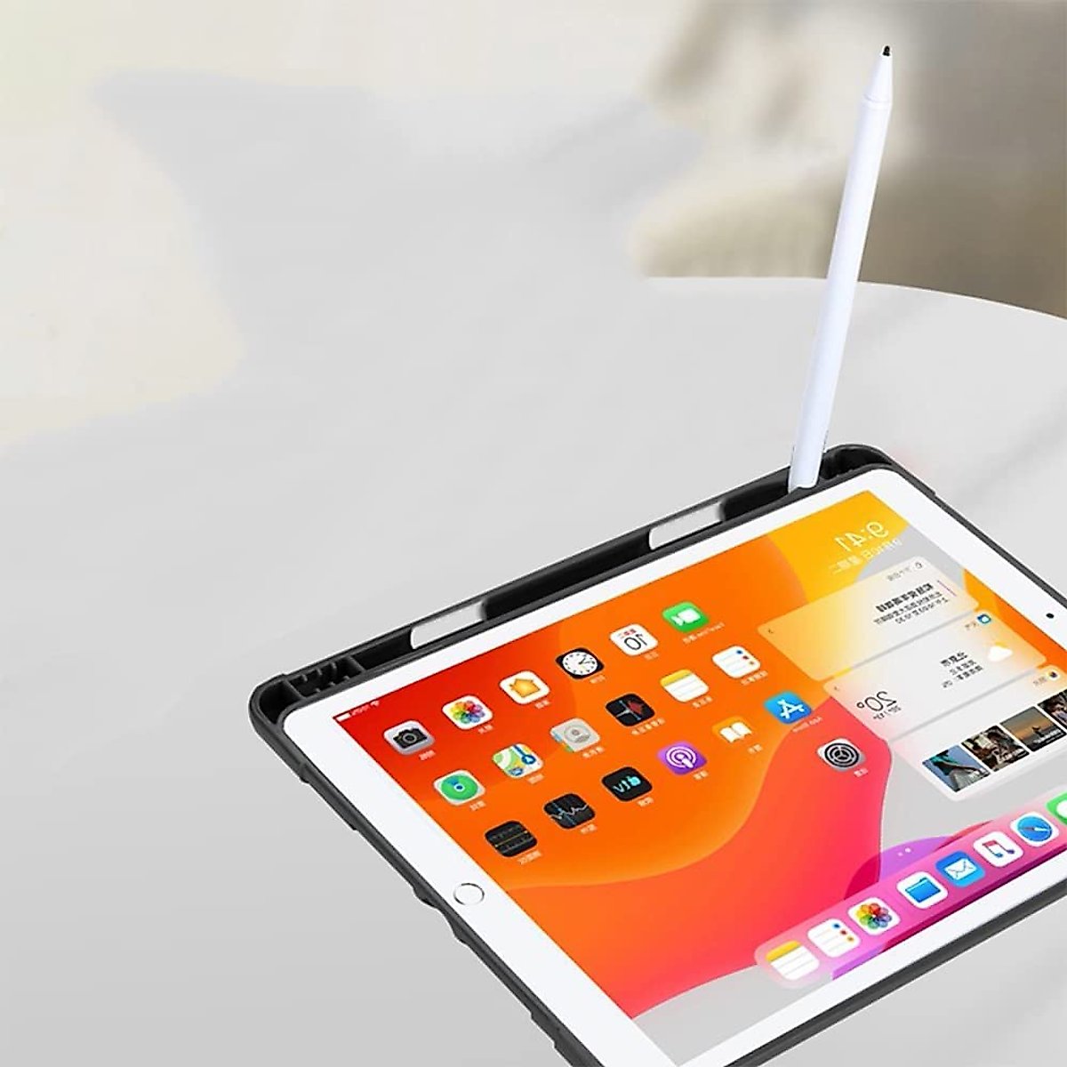 Wugao iPad Pro 12.9 Case 5th/4th/3rd Generation Case 2021 2020 2018 PU Leather with Pencil Holder,Architecture Lighthouse Auto Wake/Sleep Feature Standing Cover