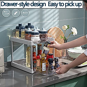2 TierUnder Sink Organizer, Kitchen Organizers & Storage, 2-Tier Organizer with Clear Sliding Baskets & Pull Out Drawer, Under Cabinet Storage for Office,Kitchen,Bathroom,Sink Storage Rack, (X-Large)