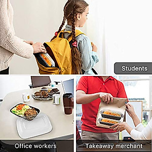 Miibox 28 Oz Bento Box with Lids, BPA Free, 50pcs Fork Disposable Food Take Out Container, Black