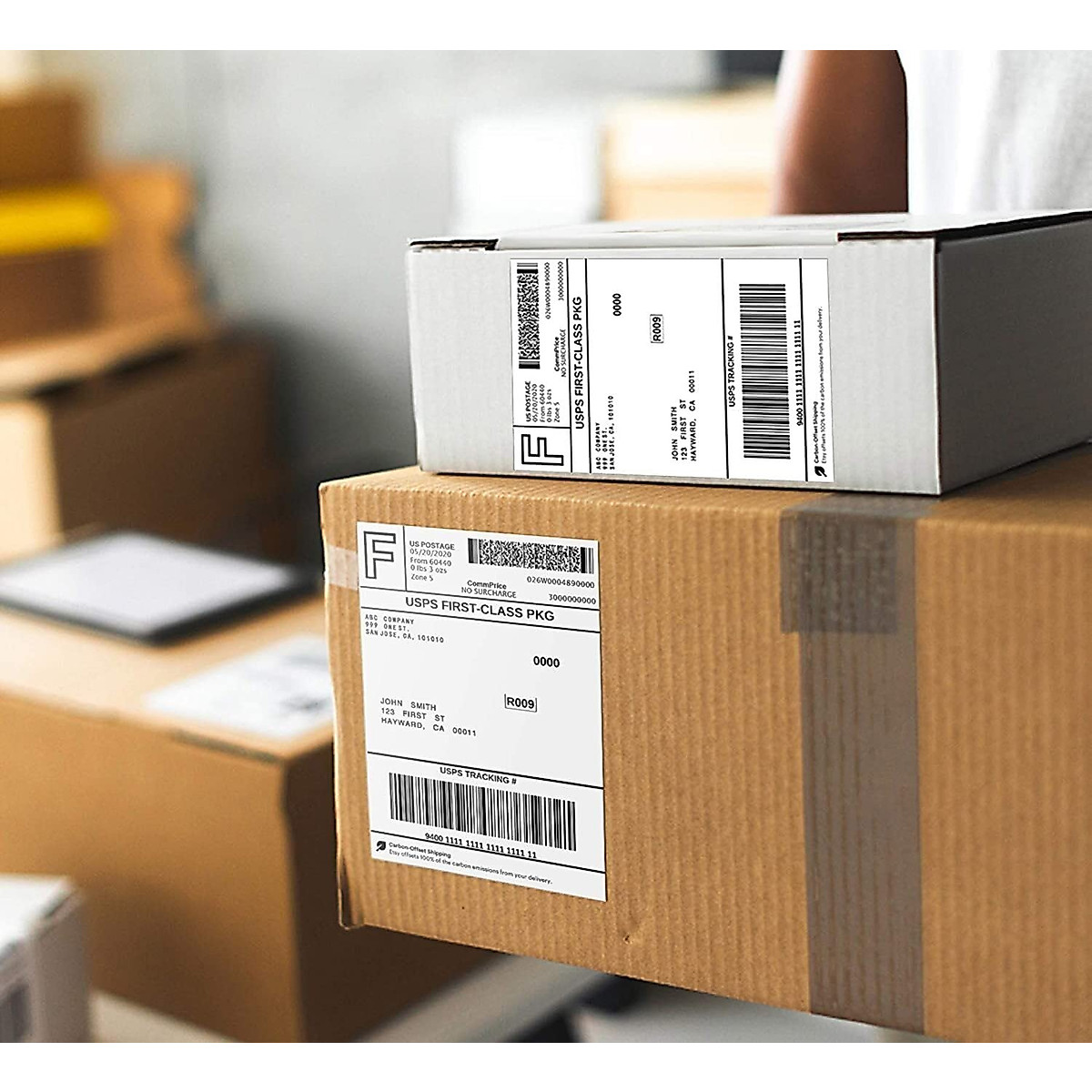 Made in USA 6,000 Labels Fanfold 4" x 6" Direct Thermal Labels, with Perforated line for Thermal Printers - Compatible Zebra & Rollo Printer (4" x 6" - 6000 Labels)
