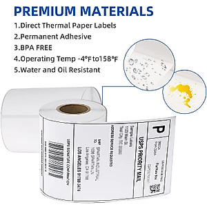AKOGIRSE 4 Rolls 4x6 Direct Thermal Shipping Labels, 12 Rolls 2.25"x1.25" Multipurpose Barcode/FNSKU/UPC/FBA Direct Thermal Label, Water & Grease Resistant, Ultra Strong Adhesive, Perforated, BPA Free
