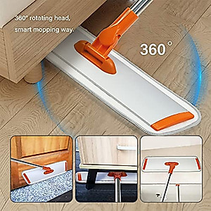 Worthland Mops for Floor Cleaning with 4 Reusable Microfiber Pads, 18" Wet and Dust Mop for Hardwood & Tile Household Cleaning Tools