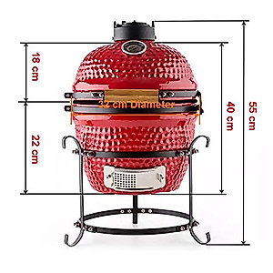 RJMOLU BBQ Grill, Ceramic Smoker Barbecue Grill, Portable Barbecue Grill for 3-5 Persons, Charcoal BBQ for Table Camping Outdoor Garden Grill BBQ Utensil