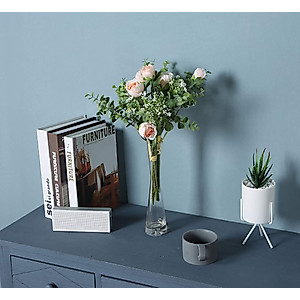 UUPP 2 Bundles Artificial Rose Baby Breath Gypsophila Flowers with Eucalyptus Leaves Bridal Wedding Bouquet for Home Wedding Party Decoration, 13.8 inches