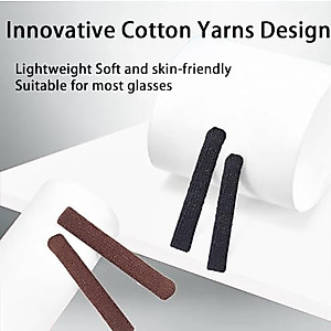 Remowhalle Glasses Ear Cushion, Cotton Fabric Eyeglasses Temple Tips Sleeve, Anti-Slip Elastic Comfort Temple Tips for Sunglasses Eyewear, Ear Pads for Glasses, Black 3 Pairs