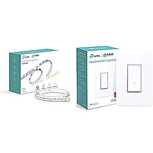 TP-Link Kasa Smart LED Strip Lights Multicolor WiFi & Kasa Smart Light Switch, Single Pole, Needs Neutral Wire, 2.4Ghz WiFi Light Switch Compatible with Alexa and Google Assistant, 1-Pack, White