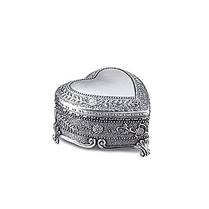 Feyarl Vintage Jewelry Box Heart Shape Trinket Box Ring Earrings Treasure Organizer Box Christmas Brithday Gift