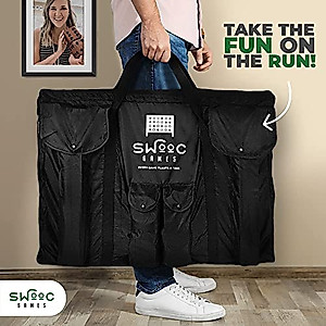 SWOOC Games - Giant Four in a Row (All Weather) Outdoor Game with Carrying Case and Noise Reducing Design - 60% Quieter - Jumbo Connect 4 Discs to Win - Oversized Yard Game for Kids, Adults, & Family