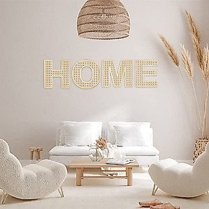 Wooden Rattan Letters for Wall Decor Rustic Wooden Letters 12 Inch Wood Letter Rattan Wall Decor for Wedding Nursery Sign Baby Shower Newborn Birthday Gift Boho Bedroom Decoration (A)