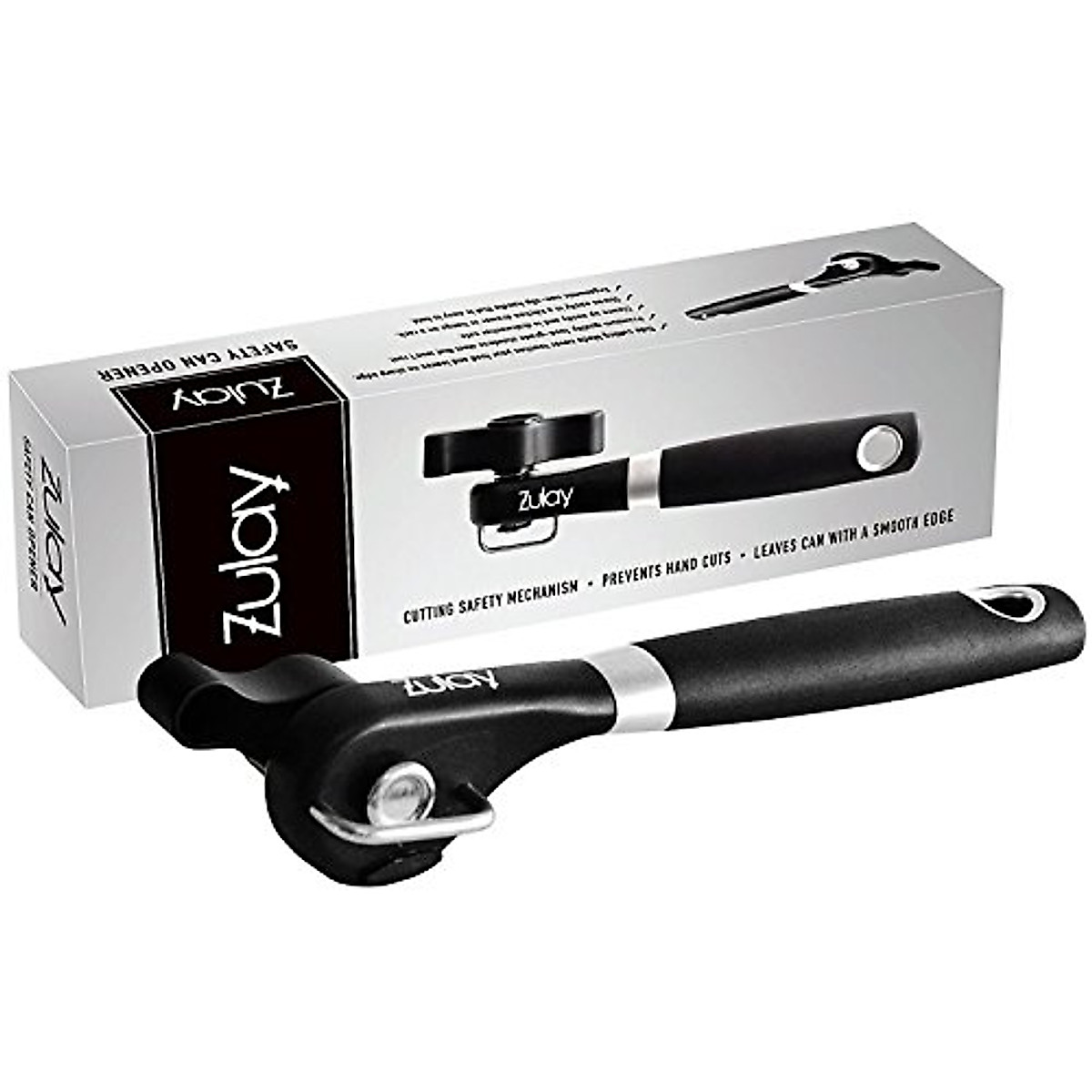 Zulay Smooth Edge Can Opener With Stainless Steel Blades - Ergonomic Grip Soft Edge Manual Can Opener - Smooth To Operate Hand Can Opener With Large Turn Knob - No Sharp Edges or Cuts