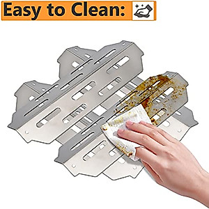 GasSaf Heat Deflectors Replace for Weber 66041, Genesis II E-410, S-410, Genesis II LX E-440, Genesis II LX S-440 Gas Grills, 4-Pack Durable Stainless Steel Replacement Parts(12.5" x 4.25")