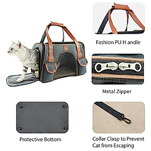 Premium Pet Carrier Airline Approved Soft Sided for Cats and Dogs Portable Cozy Travel Pet Bag, Car Seat Safe Carrier (Medium, Deep Grey-1)