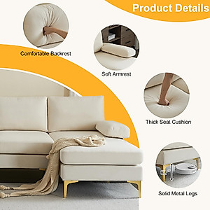 Artisasset Sectional Sofa Couch U-Shape 110" Sectional Sofa Linen Fabric Sofa Set with Double Chaise for Living Room, Studio, Office, Apartment, Beige