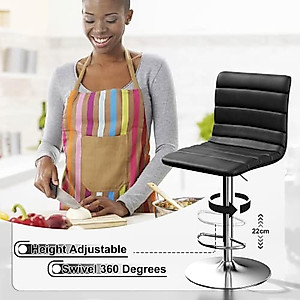 NicBex Swivel Bar Stools Modern PU Leather Adjustable Barstools, Kitchen Island Counter Bar Stools Set of 2,(Black Color)