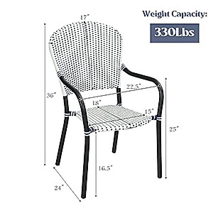 ZHYH Set of 4 Patio Dining Chairs with Stackable arms no Assembly Required