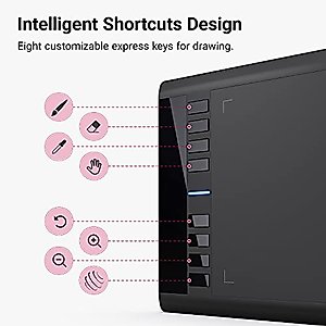 UGEE M708 V3 Graphics Drawing Tablet,10X6 Inches Digital Drawing Tablet with 8 Hot Keys 8192 Levels Pen Compatible with Chromebook, Linux, Windows 7/8/10/11, macOS 10.10