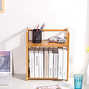 GELTDN Bookshelf Simple Desk Mini Creative Telescopic Shelf Double-Layer Storage Design, Free Up Desktop Space and Store Items Easily ( Size : 53CM )