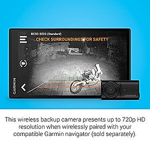 Garmin BC™ 50 with Night Vision – Wireless Backup Camera, NightGlo illumination, Infrared, HD Resolution, 160-degree lens, Weather-Resistant, 50ft range for trucks, RVs and trailers