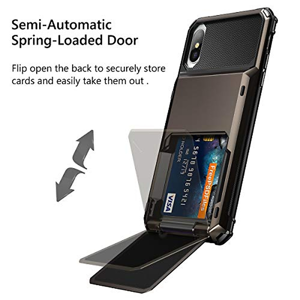 Vofolen Case for iPhone XS Max Case Wallet ID Slot Credit Card Holder Scratch Resistant Dual Layer Protective Bumper Rugged TPU Rubber Armor Hard Shell Case Cover for iPhone XS Max 10S Max (Gun Color)