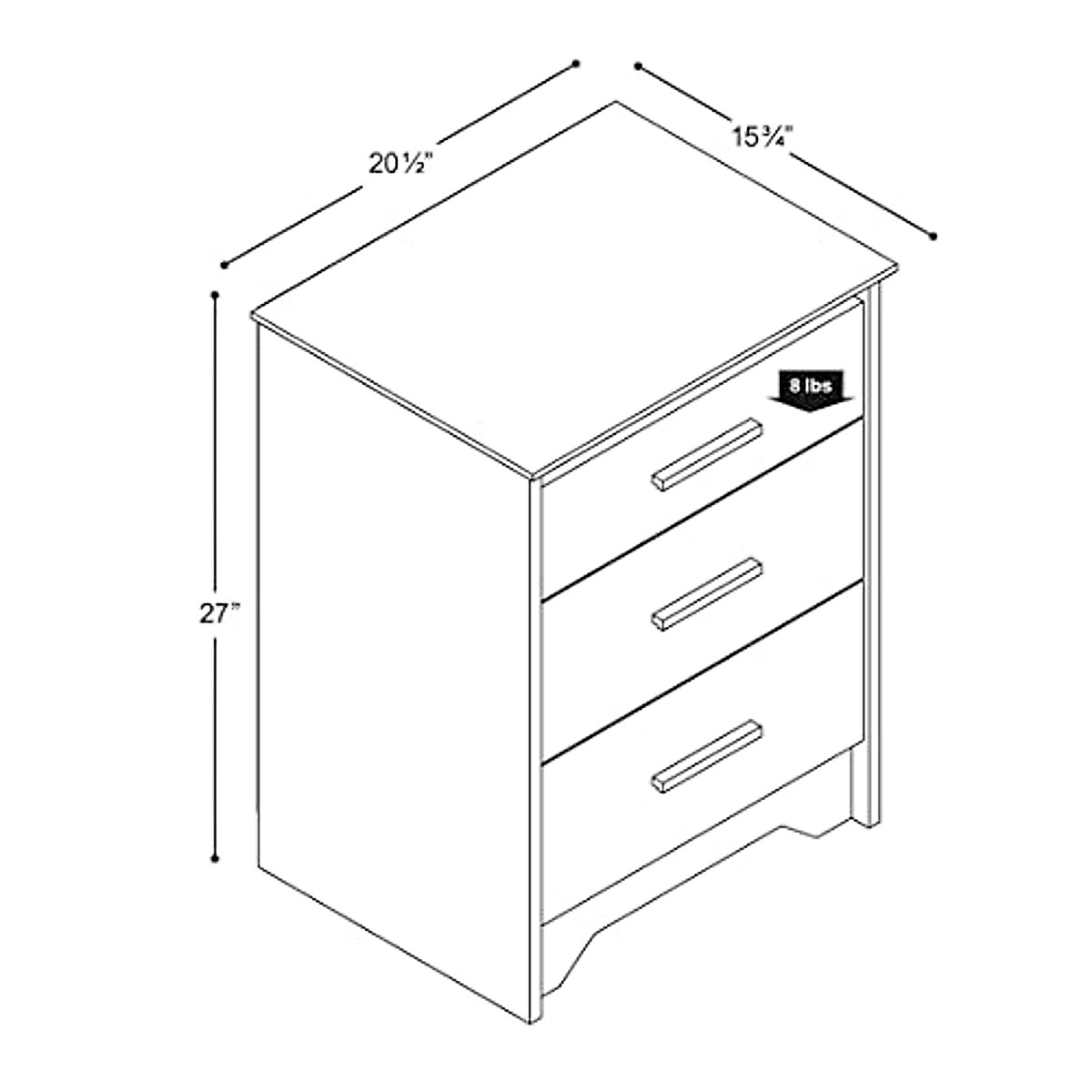 Prepac Coal Harbor Contemporary Tall Nightstand Side Table with 3 Drawers, Functional 3-Drawer Bedside Table 15.75" D x 20.5" W x 27" H, Espresso, ECH-2027