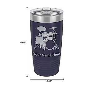 LaserGram 20oz Vacuum Insulated Tumbler Mug, Drum Set, Personalized Engraving Included (Navy Blue)