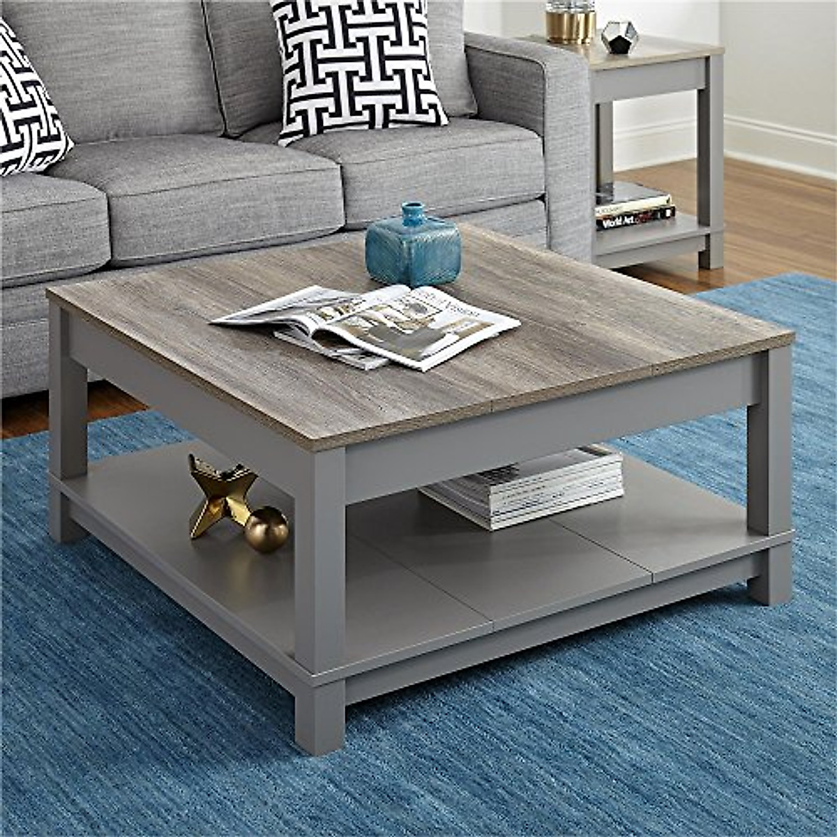 Ameriwood Home Carver Coffee Table, Gray & Home Carver TV Stand for TVs up to 60" Wide, Gray