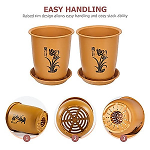 ERINGOGO Indoor Hanging Planters 2 Pack Orchid Pots with Saucer, 6 Inches Decorative Flower Pot with Drainage Holes, Plastic Bonsai Succulent Planter for Indoor Outdoor Plants Hanging Flower Pot