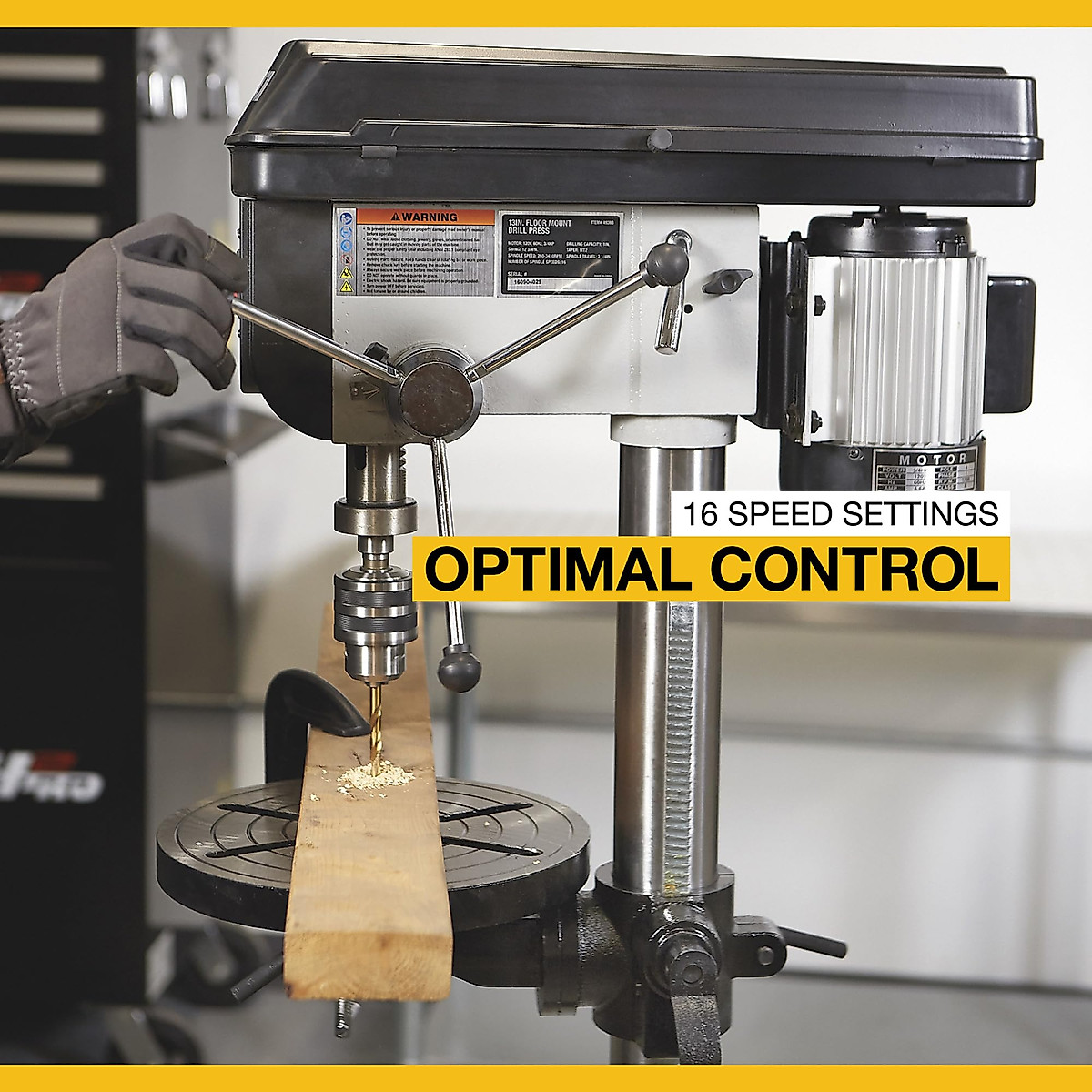 Klutch Floor Drill Press - 16-Speed, 13in. 3/4 HP, 120V