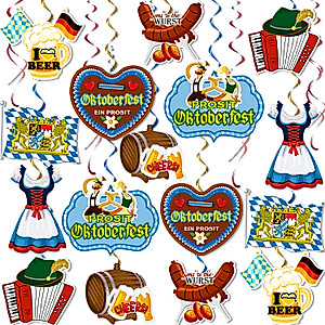 36pcs Oktoberfest Hanging Swirls Decorations, Pre-assembled Oktoberfest Party Decorations, Oktoberfest Party Supplies German Party Decorations for Bavarian Beer Oktoberfest Decorations Party cocomigo
