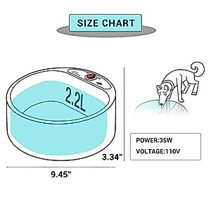 PETLESO Dog Heated Water Bowl, Pet Water Heating Bowl for Cats Dogs Chicken Birds Outdoor Winter Dog Bowl, 68OZ
