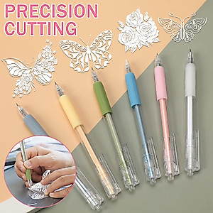 SEPGLITTER Craft Cutting Tools, 25 Pcs Pen Cutter Tools with Mini Sharpener Utility Students Paper Cutting Retractable Carving Pen with Tungsten Steel and Ceramic Cutter Head Refills