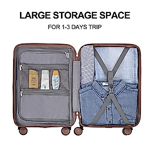 CLUCI Carry On Luggage with Spinner Wheels,Lightweight Hardside Suitcase PC Hardshell Luggage with TSA Lock,20" Carry-On(Dark gray)