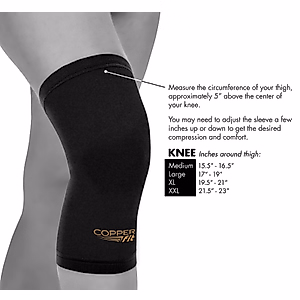 Copper Fit MEDIUM SIZE Copper Infused Knee Sleeve Uni-sex Compression Sleeve 15.5" - 16.5"