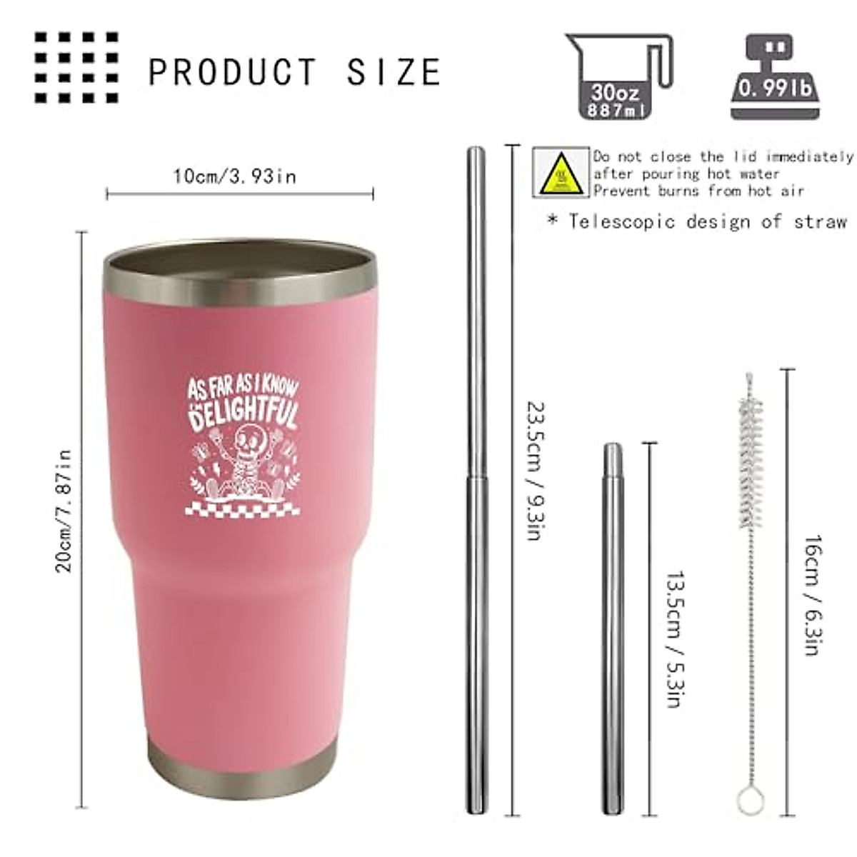 liabiliies Coffee Tumbler 30 oz As Far As I Know I'm Delightful Tumbler with Lid and Straw Insulated Tumblers Stainless Steel Tumbler Funny Gifts for Women